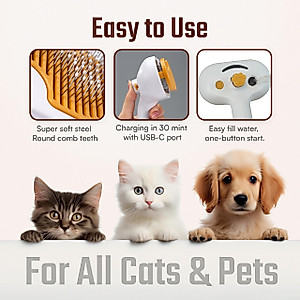 Cat Steam Brush 2024 New Rechargeable Self-Cleaning Pet Grooming Tool for Indoor Cats Long and Short Hair Cats and Dogs Steamy Hair Comb Steamy Massage Shedding Relief