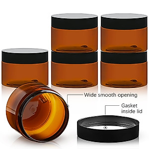TUZAZO 4 Oz Amber Plastic Cosmetic Jars Leak Proof Small Container with lids for Cream, Lotion, Powder, Ointments, Beauty Products, 12 Pcs