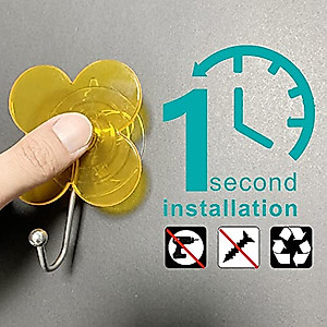 JZMYXA Suction Cup Hooks 2.36 Inches Flower-Shaped PVC Suction Cups Rust-Proof Metal Hook Heavy Duty Suction Cup Holds Up to 7 lbs, for Smooth Glass Smooth Tile Smooth Metal(8 Pack)