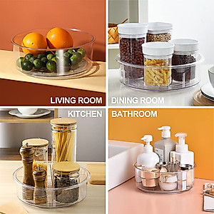 FRITILLARIA 2 Pack Lazy Susan Organizer Turntable Spice Rack 10'' and 12'' Rotating Plastic Spinner Storage Organizer Bin for Cabinets,Kitchen,Fridge,Countertop,Makeup,Bathroom