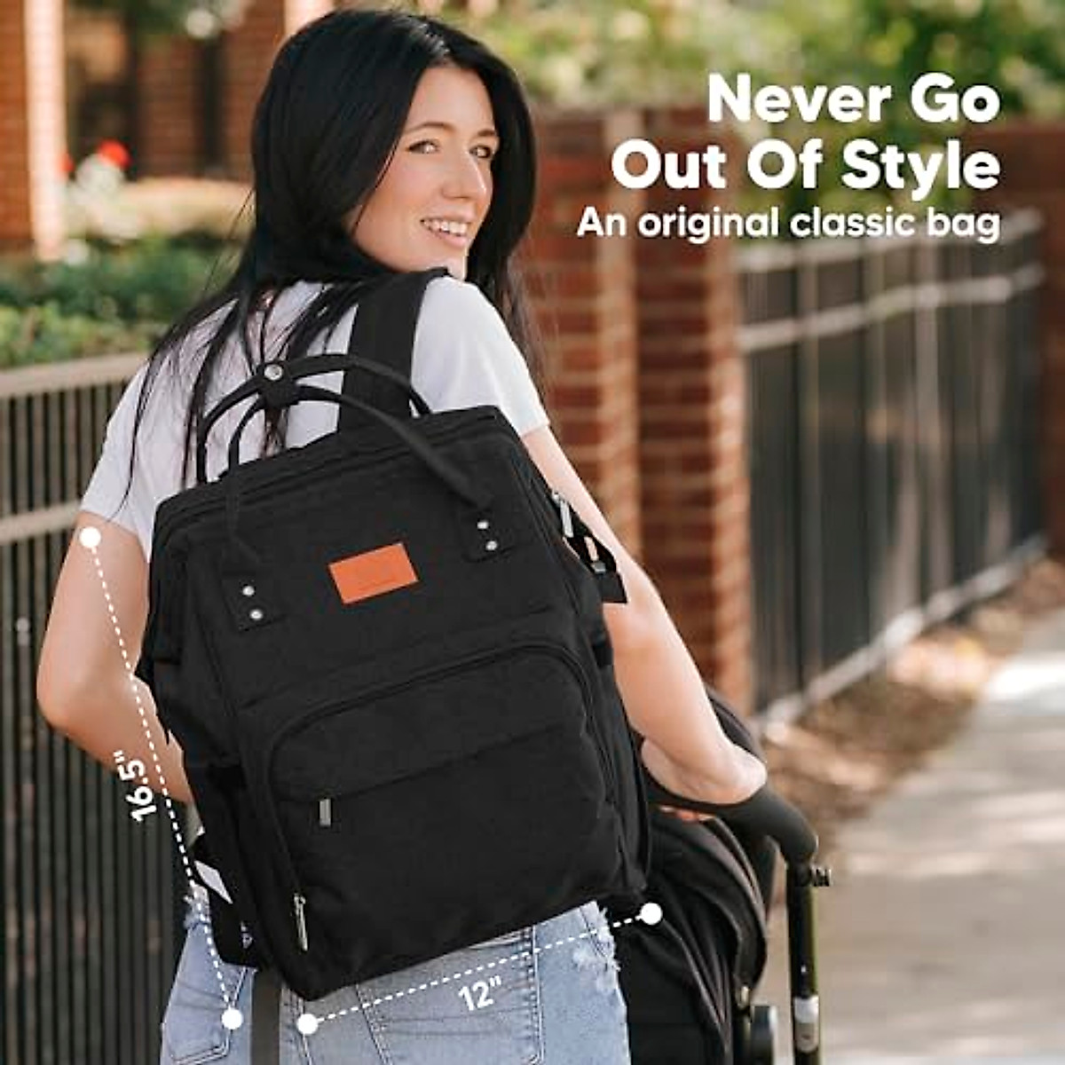 KeaBabies Baby Diaper Bag Backpack - Baby Bag for Boys, Girls, Waterproof Multi Function Baby Backpack, Large Diaper Bags for Baby Girl, Baby Boy, Travel Diaper Bag with Changing Pad (Trendy Black)