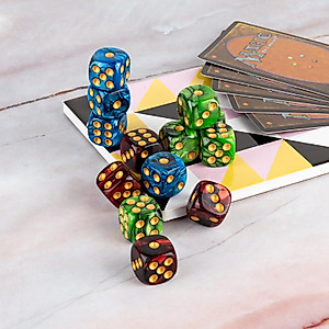 36 Pieces 16mm Marble D6 Dice 6 Sided Dice Set Round Corner Board Game Dice for MTG DND Tenzi Farkle Yahtzee Bunco or Math Learning