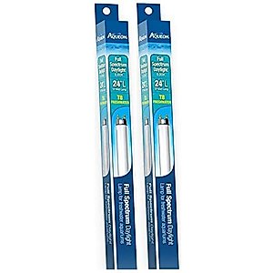 Aqueon 2 Pack of Full-Spectrum Daylight T8 Fluorescent Lamp,Glass 17-Watt, 24-Inch