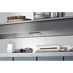 KOHLER K-81149-SLE-DA1 Maxstow Medicine Cabinet with LED Light, Mirror Doors & Staggered Shelves, Rectangular Frame, 32" x 40"