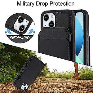 Ｈａｖａｙａ for iPhone 13 Mini Magsafe Case Compatible iPhone 13 Mini Wallet Case with Card Holder iPhone 13 Mini case magsafe Compatible Wallet Phone Cover Detachable 2-in-1 for Women and Men-Black