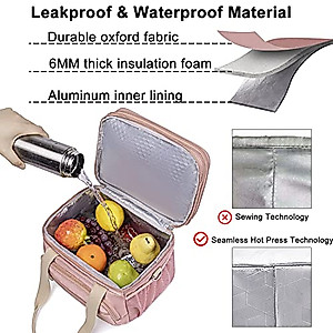 Weitars Lunch Bag for Women, Loncheras Para Mujer, Leakproof Insulated Large Lunchbox Dual Compartment Lunch Box Adult For Work Beach Picnic Hiking (15L) (Pink)