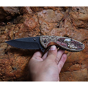 Outdoor Survival Folding Blade Knife- Fruit Utility Assisted Knife - 3d Deer Handle - Good For Collections