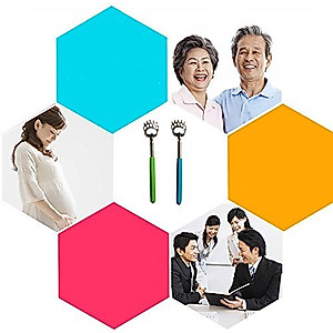 CERRXIAN (4-Pack) Telescoping Back Scratcher , LEMENG Portable Extendable Telescopic Bear Claws Metal Back Scratchers - Hand Massager Backslap with Rubber Handles