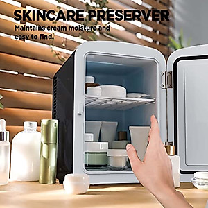 Silonn Mini Fridge, Portable Skin Care Fridge, 4 L/6 Can Cooler and Warmer Small Refrigerator with Eco Friendly for Home, Office, Car and College Dorm Room, Compact Refrigerator and Black (SLRE01B)