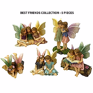 PRETMANNS Fairies for Fairy Garden - Garden Fairy Figurines - Garden Fairies for a Miniature Fairy Garden - Adorable Sitting Fairy Garden Fairies - 1 Piece Sister Fairies