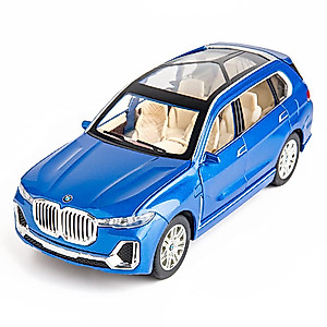BDTCTK 1/24 Compatible for X7 SUV Model Car Toy Diecast Toy Cars, Zinc Alloy Pull Back Toy car with Sound and Light for Kids Boy Girl Gift(Blue)