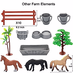 Realistic Farm Animal Figures Toys, 44 Pcs Plastic Farm Figurines Playset Includes Fences Mini Farm Animal Cake Topper Learning Toy Set for Kids & Toddlers