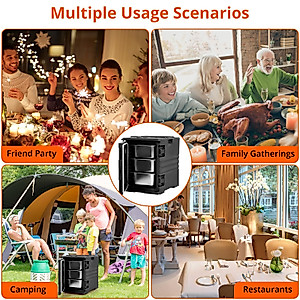 GarveeTech Insulated Food Pan Carrier - 82 Qt Hot Box for Catering, Orienteering Wheel, Lldpe Food Box Heater with Double Buckles, Large Inner Capacity for Restaurant, Canteen, Black