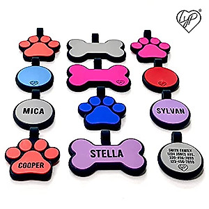 Love Your Pets Soundless Shapes Pet Tag - Deep Engraved Silicone - Double Sided and Engraving Will Last - Includes Shipping with Tracking- Pet ID Tags, Dog Tags, Cat Tags