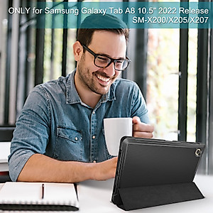 ProCase Galaxy Tab A8 Case 10.5 Inch 2022, Tri-fold Full-Body Stand Case with Built-in Screen Protector Shockproof TPU Smart Cover for Galaxy Tab A8 Tablet (SM-X200/X205/207) 2022 Release –Black