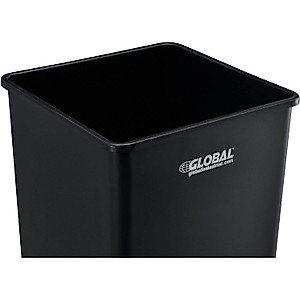 Global Industrial Square Plastic Garbage Can, 50 Gallon, Black
