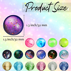 Chivao 24 Pieces Bouncy Balls 32 mm Space Theme Rubber Balls Swirl Cloud Bouncing Balls Glitter Balls Colorful Mini Bouncy Balls for Party Favors, Present Bag Filling