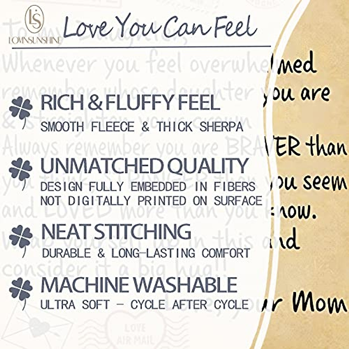 LOVINSUNSHINE Airmail to My Daughter Blanket from Mom Daughter Birthday Gifts Ideas Birthday Gifts for Daughter Adult Daughter Gift from Mom Daughter Gifts for Christmas Sherpa Fleece Blanket 60X80