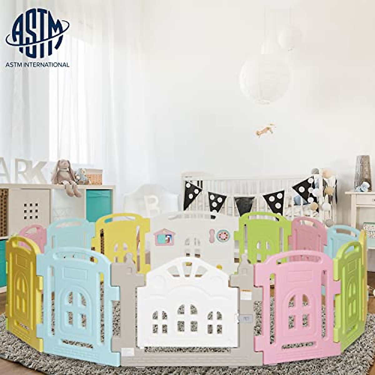 Dream On Me 14 Panel Groovy Play Center, Play Pen, Playard in Multi Colors