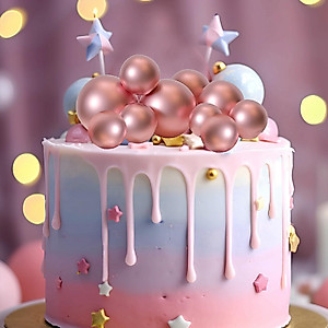 ASTARON 20 Pcs Ball Cake Topper Decorations Mini Balloons Cake Topper Sticks Rose Gold Balls Cake Picks Cake Topper Balls Cake Decorations for Wedding Birthday Cake Decorations