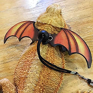 ADOGGYGO Bearded Dragon Lizard Leash Harness - Adjustable Cool Leather Wing Lizard Reptile Harness Leash for Bearded Dragon Lizard Reptiles (Orange)