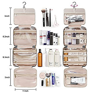 BELLSPIN Toiletry Bag Womens Clear Travel Makeup Bags with Hanging Hook, Travel Makeup Organizer Cosmetic Bag for Travel Toiletries and Shower Accessories(Shell Pink)