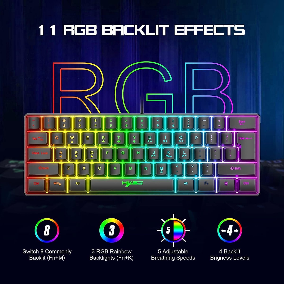SELORSS Gaming RGB Wired Keyboard and Mouse Combo - USB Gaming Keyboard Compact 61 Keys RGB LED Backlit & Gaming Mouse 6400 DPI - Wired Switch Contoller for Nintendo,Windows PC Gamers,PS4-4 in 1