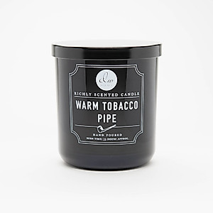 DW Home Warm Tobacco Pipe Scented Candle in Medium Black Jar with Lid Single Wick