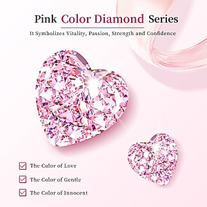 Heart Hoop Earrings for Women Sterling Silver Earring Pink Cubic Zirconia Diamond Dangling Anniversary Birthday Christmas Gifts for Her Hypoallergenic