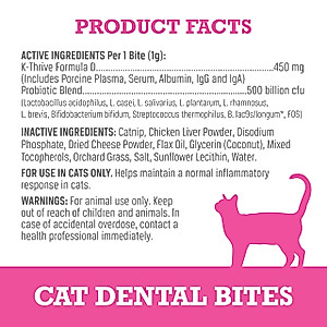WINPRO - Tasty Dental Bites for Cats, Plasma-Powered Formula for Teeth Cleaning, Gum Support & Dental Care, Probiotic Blend Catnip Treats for Gut Health, All Cat Breeds, 120 Count, Made in USA