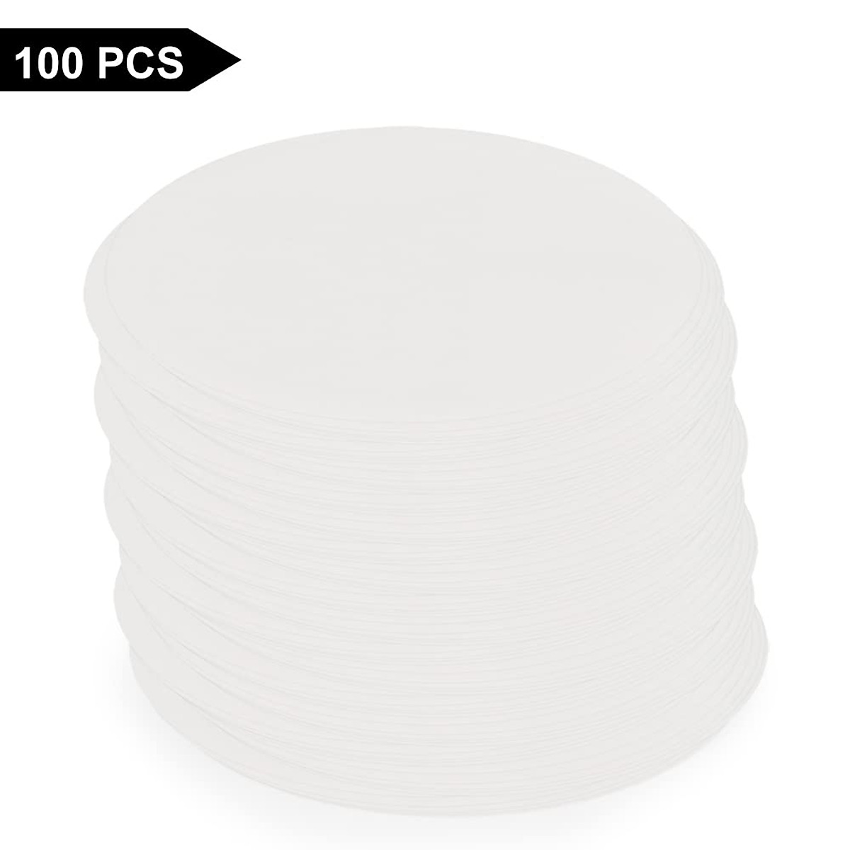 stonylab Qualitative Filter Paper, 100 Packs Slow Flow Rate Cellulose Filter Paper Circles with 10 Micron Particle Retention, 74 mm Diameter