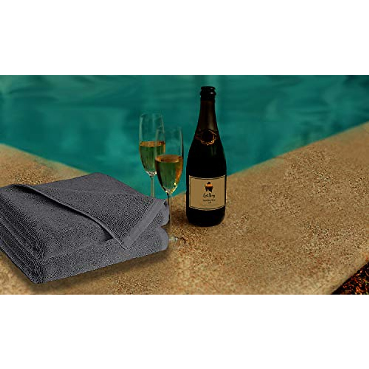 GLAMBURG 100% Cotton 6 Pack Bath Towel Set, Ultra Soft Bath Towels 22x44, Towels for Gym Yoga Pool Spa, Quick Drying & Highly Absorbent - Charcoal Grey