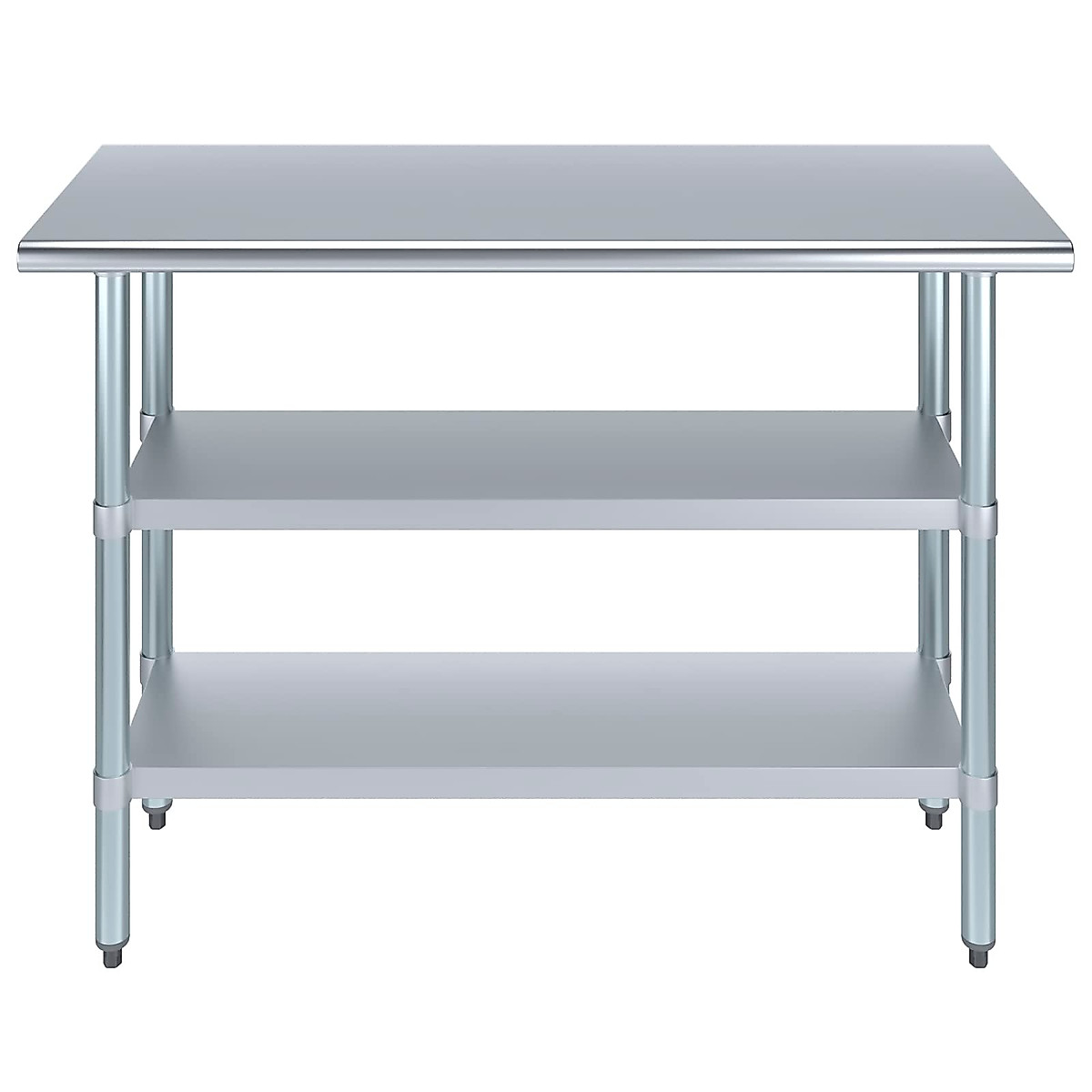 AmGood Stainless Steel Work Table with 2 Shelves | NSF | Metal Utility Table (48" Long x 18" Deep)