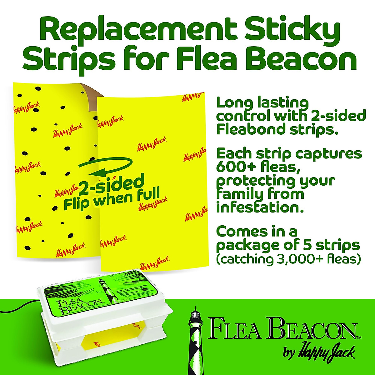 Happy Jack Gardstrips Replacement Glue Pads for Flea Traps, Kills Fleas in House, Flea Killer, Attracts & Traps Indoor Fleas, Breaks Breeding Cycle, Safe, Fast, Clean, Easy Way to kill Fleas, USA 5 pk