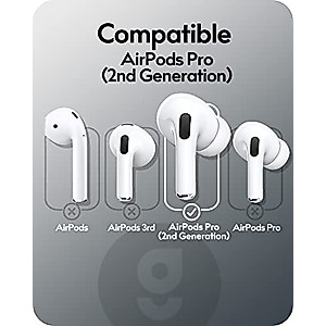 Gcioii 4 Pairs Memory Foam Tips and Ear Hooks Accessories for Apple AirPods Pro 2nd Generation (XS/S/M/L Buds, White Hooks)
