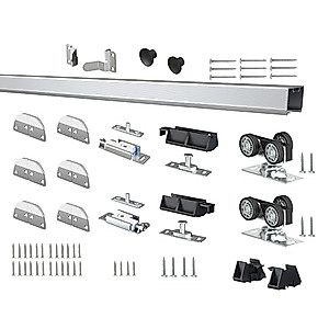 DIYHD 96" Bifold Interior Door Hardware,Ceiling Mount Bi Folding Closet Door Kit for 4 Door,Fit Door Width 95-1/16",No Door