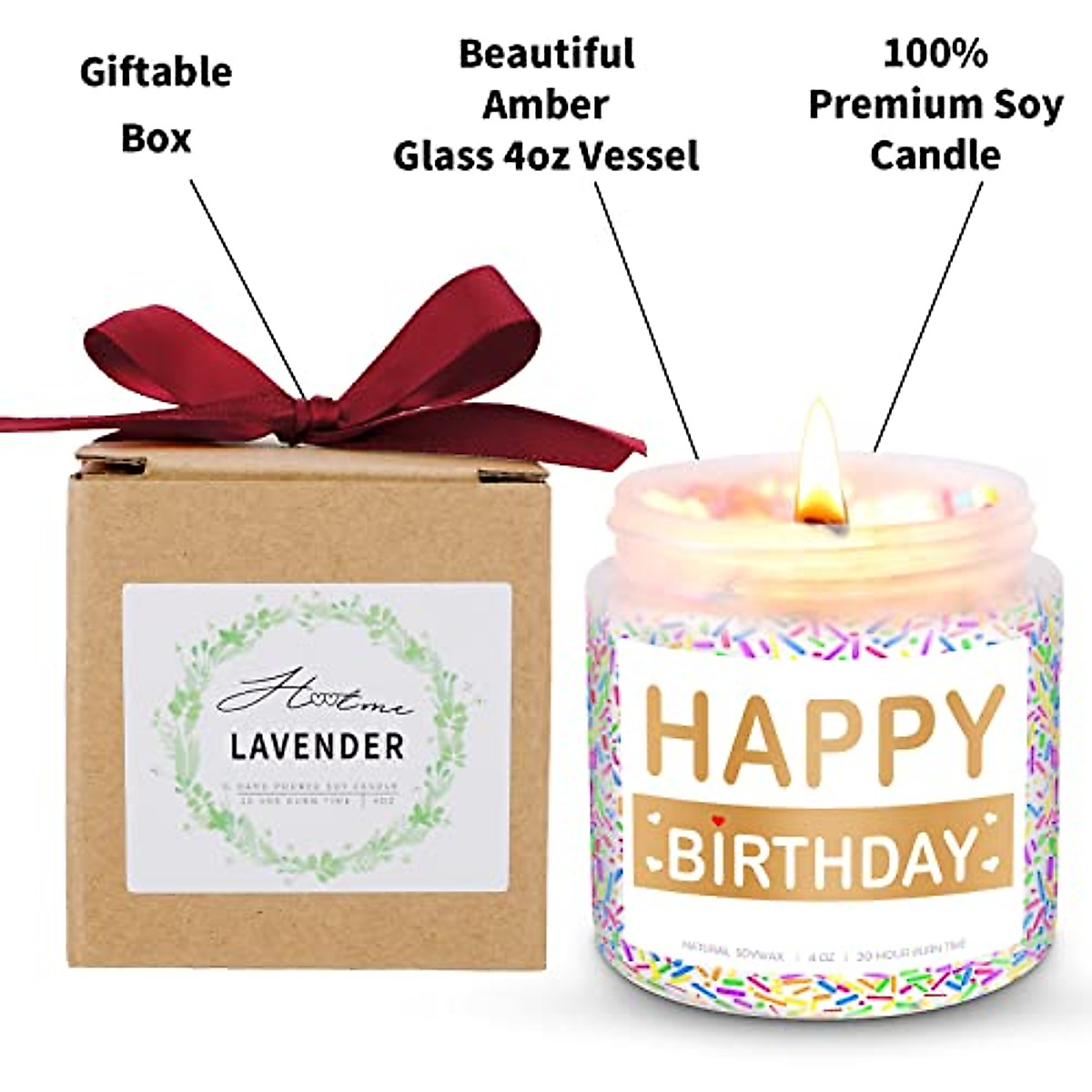 Happy Birthday Candle - Vanilla Cake Sprinkles Scented Soy Nontoxic Candles for Gift - Cool Unique Bday Gift for Women, Her, Mom, Girlfriend, Best Friend, Bday