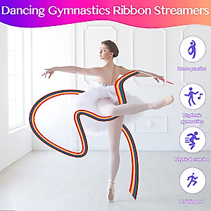 12 Pack Rainbow Dance Ribbons,6.6Ft Dance Ribbons Streamers Rhythmic Gymnastics Ribbon Twirling Ribbons,Baton Twirling Wands on Sticks for Kids Artistic Dancing,Talent Shows,Gymnastics Party Favors
