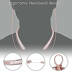 Retractable Bluetooth Headphones Neckband, Wireless Headsets Stereo Earbuds Earphone Noise Canceling with Mic Compatible with iPhone,Samsung,Android,iPad,PC