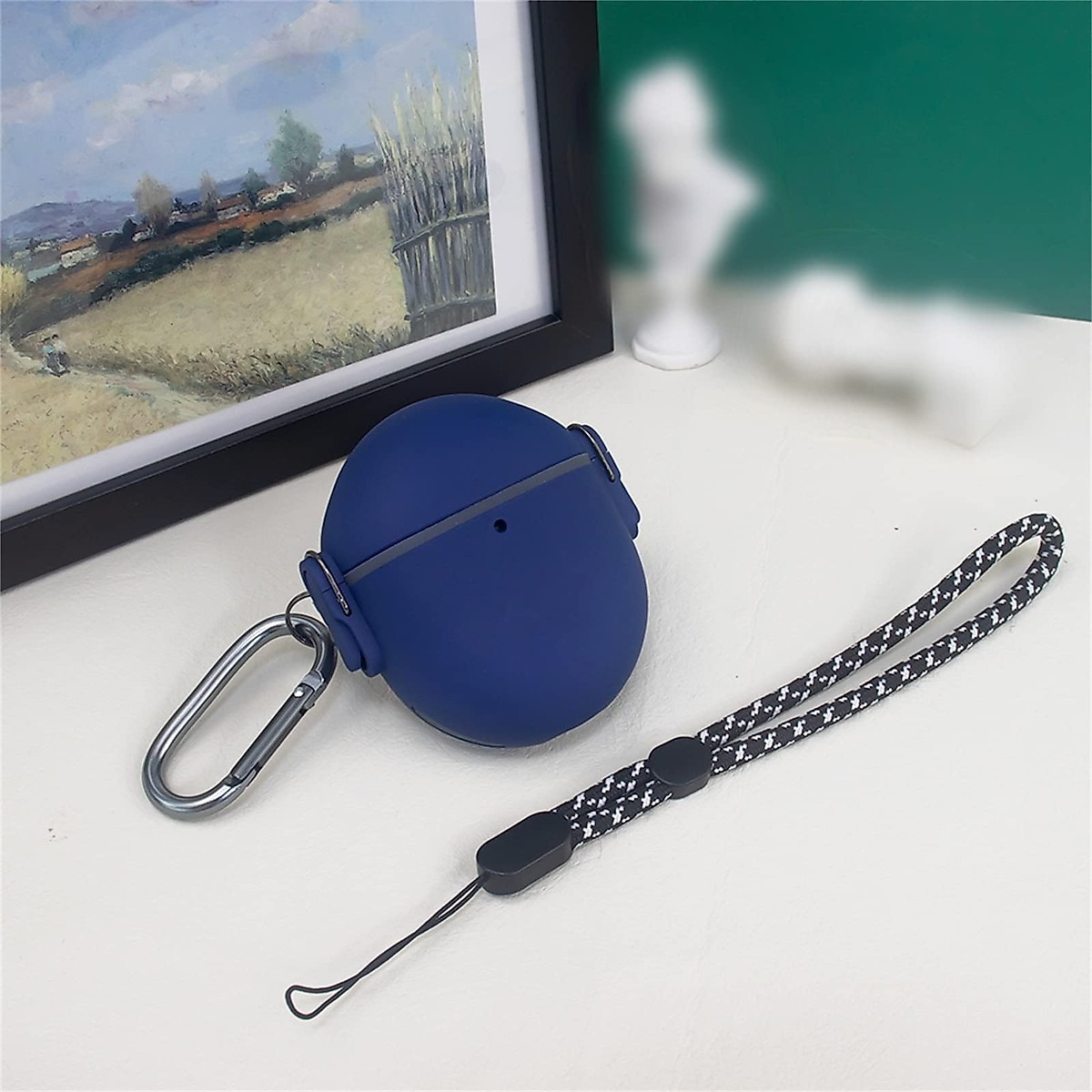 SKPY Case for Google Pixel Buds Pro with Snap Switch Security Clip, Protective Silicone Blue Pixel Buds Pro Case with Keychain for Men Women