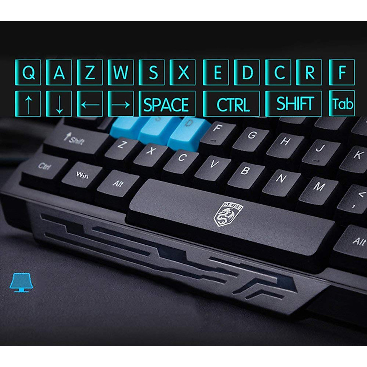 Keyboard Mouse Combos,Soke-Six Waterproof Multimedia 2.4GHz Wireless Gaming Keyboard with USB Cordless Ergonomic Mouse DPI Control For Desktop PC Laptop(Black)