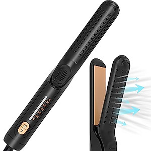 PHOEBE New Upgrade 360° Cool Airflow Styler with Advanced Ionic Technology 2-in-1 Straightner & Curler Dual Voltage 5 Heat Settings Anti-Scald Hair Straightener and Curler for All Hair Types