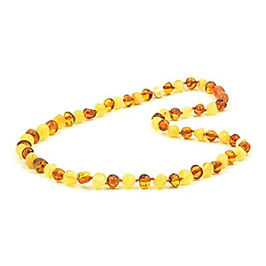 AmberJewelry Baltic Amber Necklace - Adult Amber Bead Necklace - Milky and Cognac Polished Amber Beads - Multiple Lengths (17.7) A1-1B 0