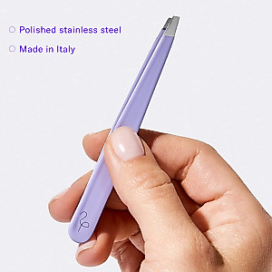 Flamingo Women’s Tweezers - Stainless Steel Slant Tip for Precision Hair Removal - Lilac