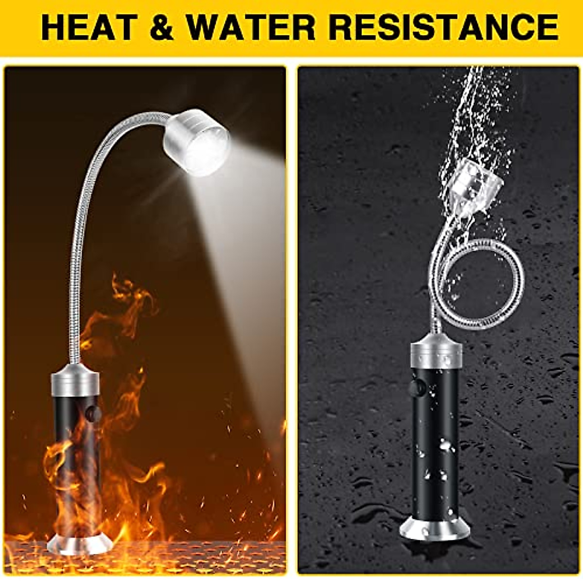 Barbecue Grill Lights, BBQ Accessories for Outdoor Grill with Magnetic Base, Super Bright LED, 360 Degree Flexible Gooseneck, Water and Heat Resistant, Batteries Included - Pack of 2