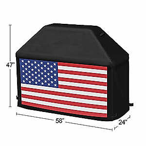 Riverbend Designs Heavy Duty BBQ Grill Cover, Large 58 Inch Waterproof Dust Cover Fits Most Grills, American Flag