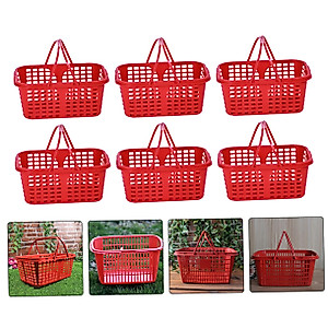 Homoyoyo 20pcs Fruit Picking Basket Kid Snack Container Basket for Snacks Strawberry Baskets Play Shopping Basket Kids Grocery Basket Fruit Basket with Handle Reusable Orange Container Red