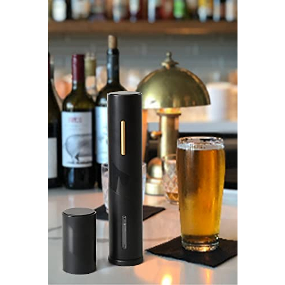 Hisip Electric Wine Opener, Battery Wine Bottle Opener Contains Beer Opener Wine Gift Set Automatic Corkscrew Electric Potable for Home Bar