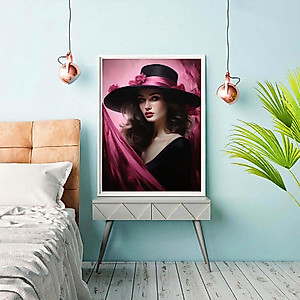 Reofrey DIY Diamond Art Kits for Adults Beauty, Woman Full Drill Round Rhinestone Diamond Painting Kits, Cross Stitch Embroidery Canvas for Crafts Home Wall Decor 30x40cm