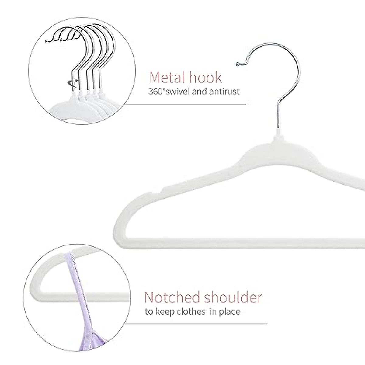 ManGotree Childrens Velvet Clothes Hangers, Baby Kids Hangers for Clothes Space Saving Non-Slip 15Pack (White)
